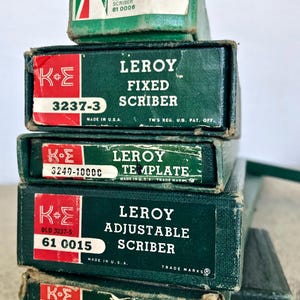 K+E Leroy Lettering Guides / 50s-70s Drafting Tools / 14 Templates, 3 ...