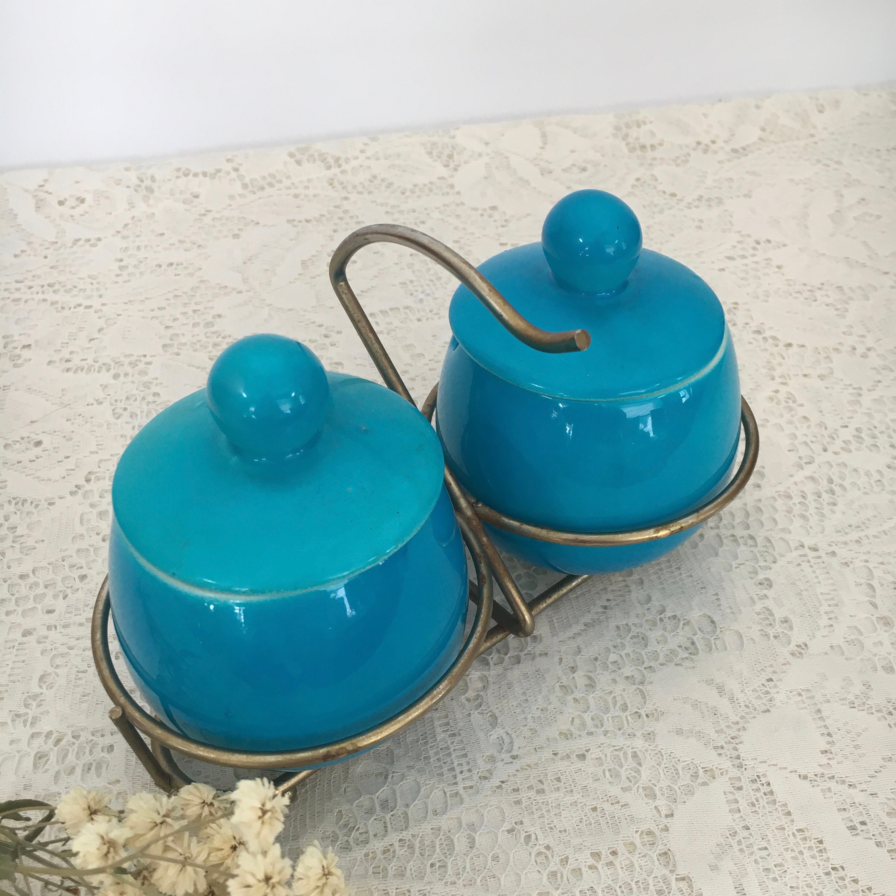 Japan Mid Century Modern Condiment Set / Vivid Blue Ceramic - Etsy