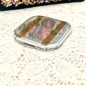 Vintage Two Tone Pressed Powder Compact With Mirror / 59 Mm Circular ...