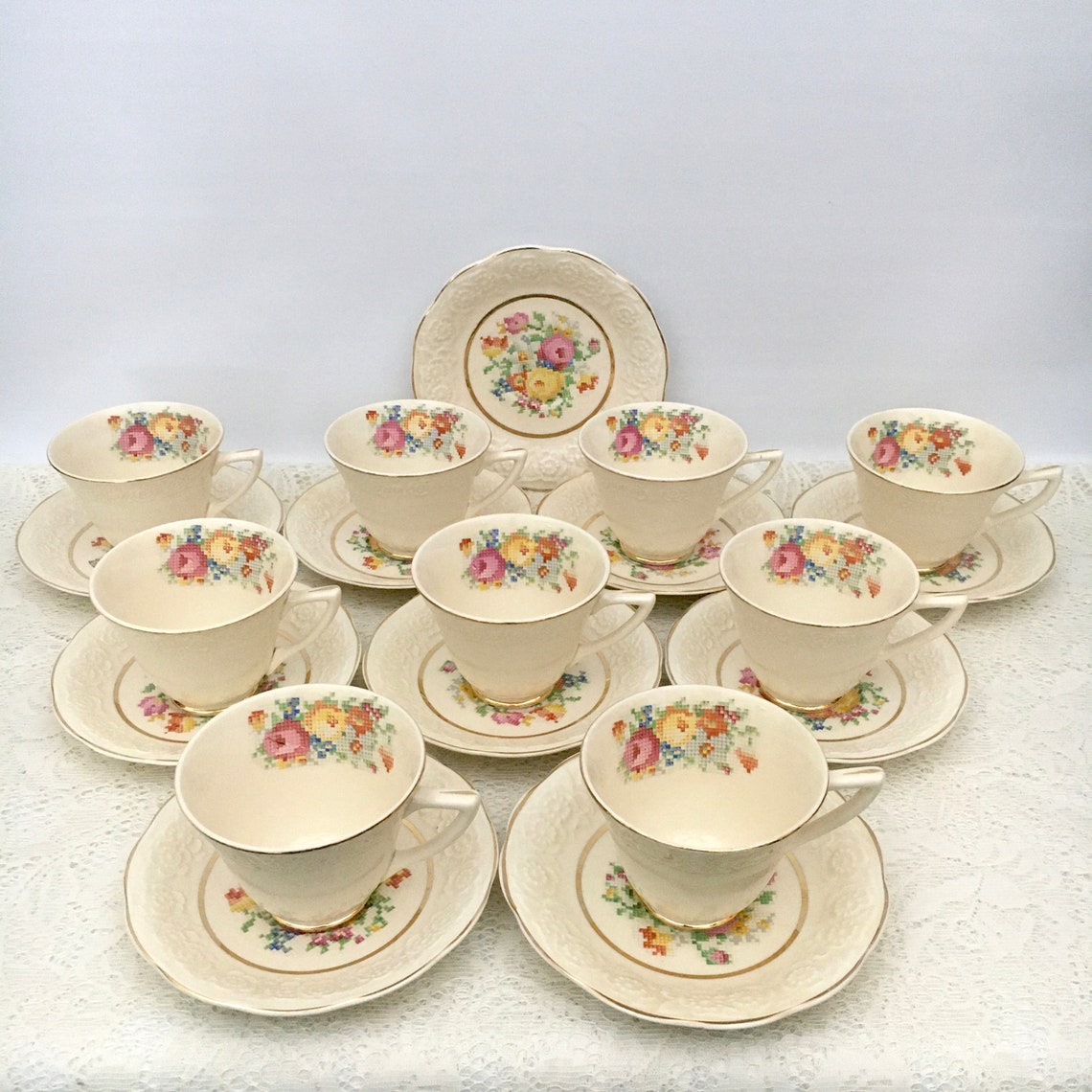 2 X Sovereign Canada British Empire Made Tea Cup and Saucer / Cross ...