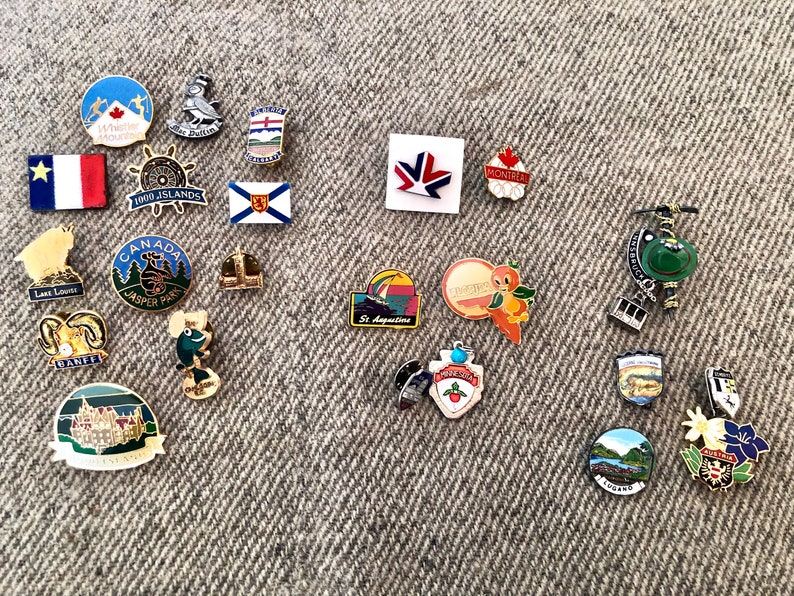Souvenir Lapel Pins / Canadian, US & European Collectible Travel Pin ...
