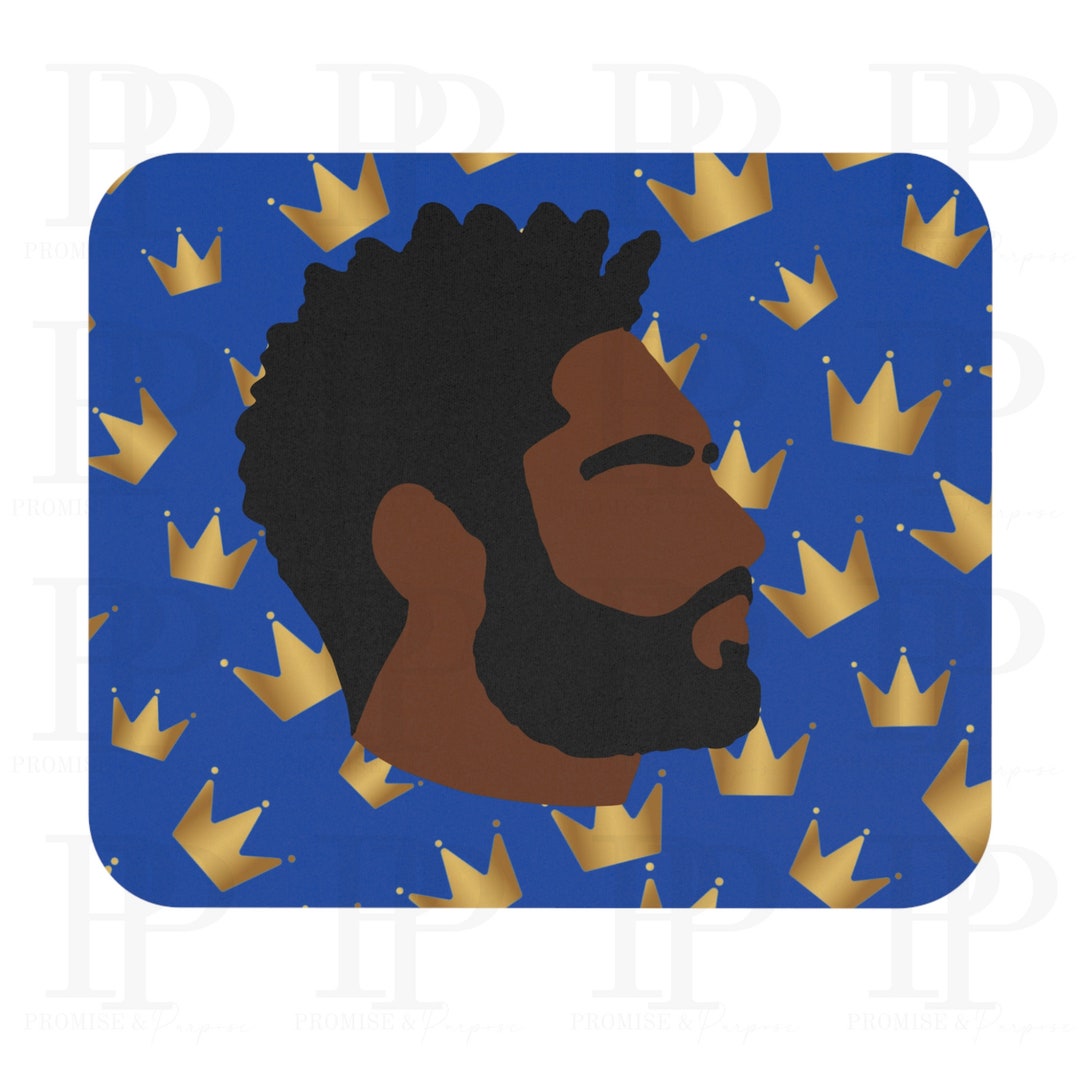 King Black Man Side Profile Mousepad, Mousepad, Black Man Decor, Office ...
