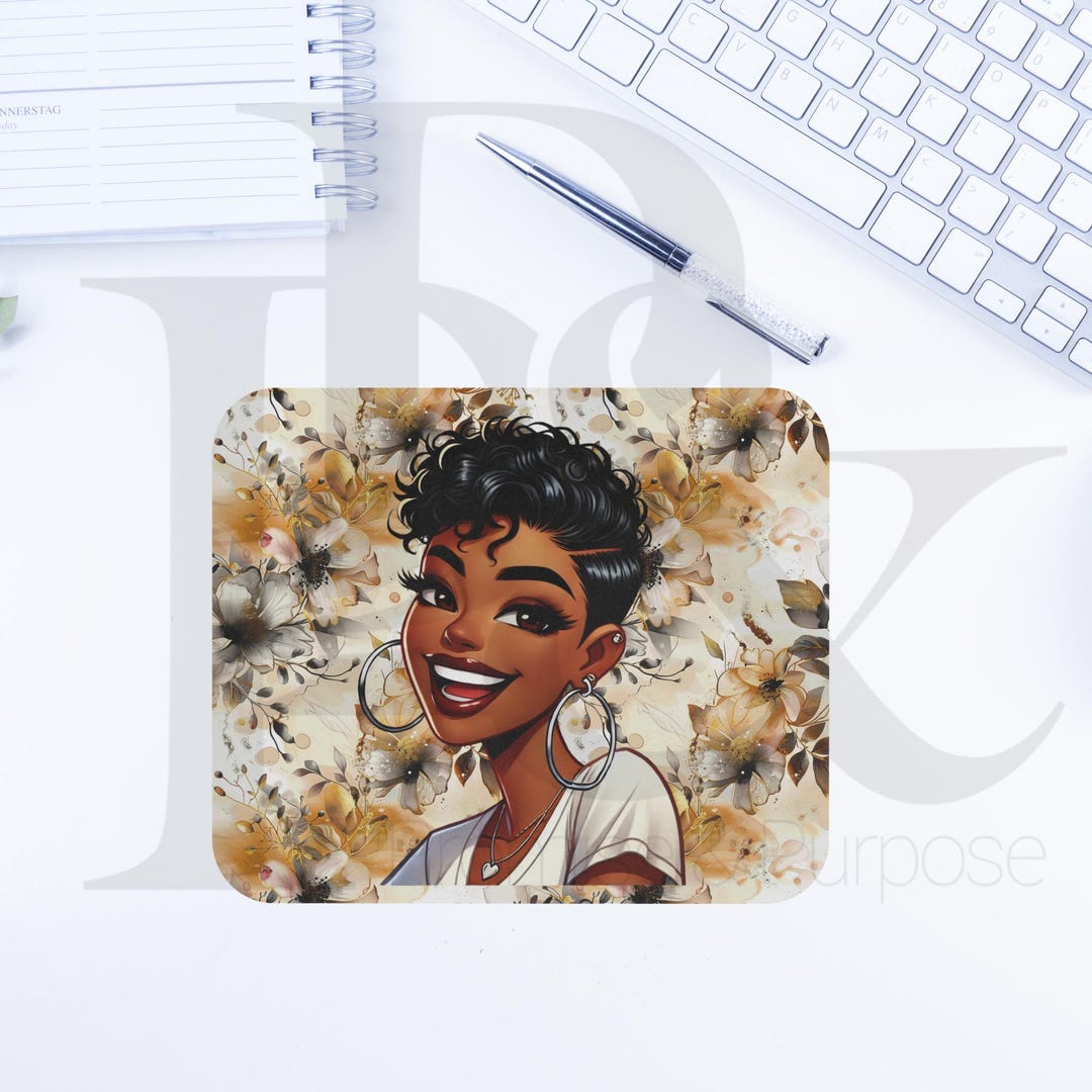 God's Masterpiece Mousepad Collection Golden Smile, Black Woman Mouse ...