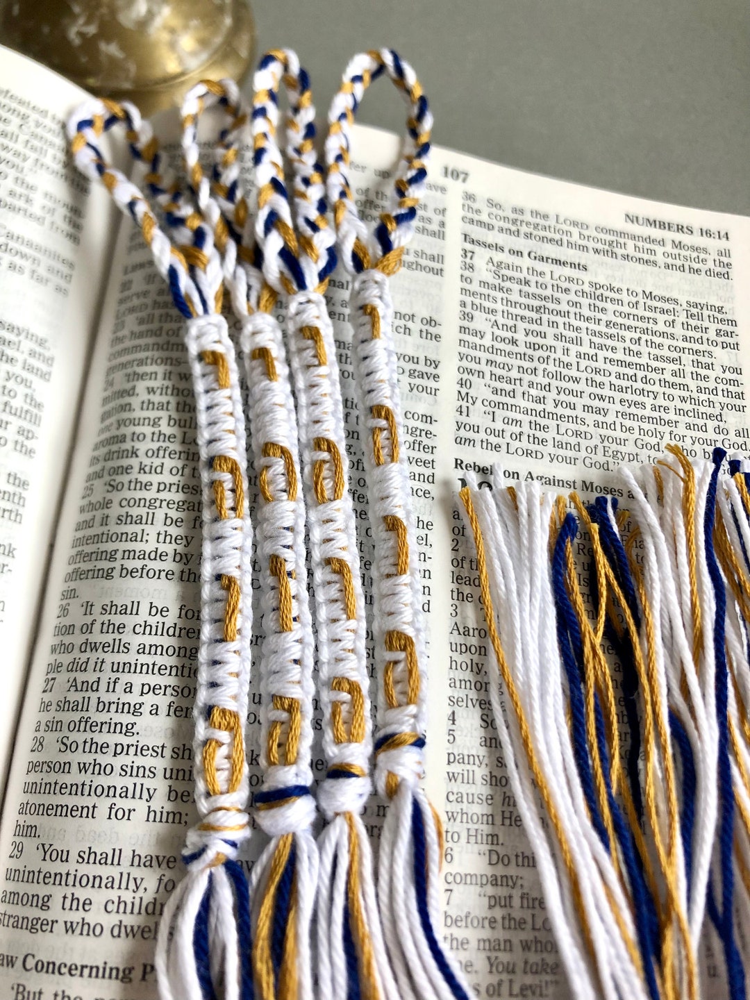 Tzitzit, White and Gold, Tassel, Tassels, Jewish Prayer Tassels, Gift ...