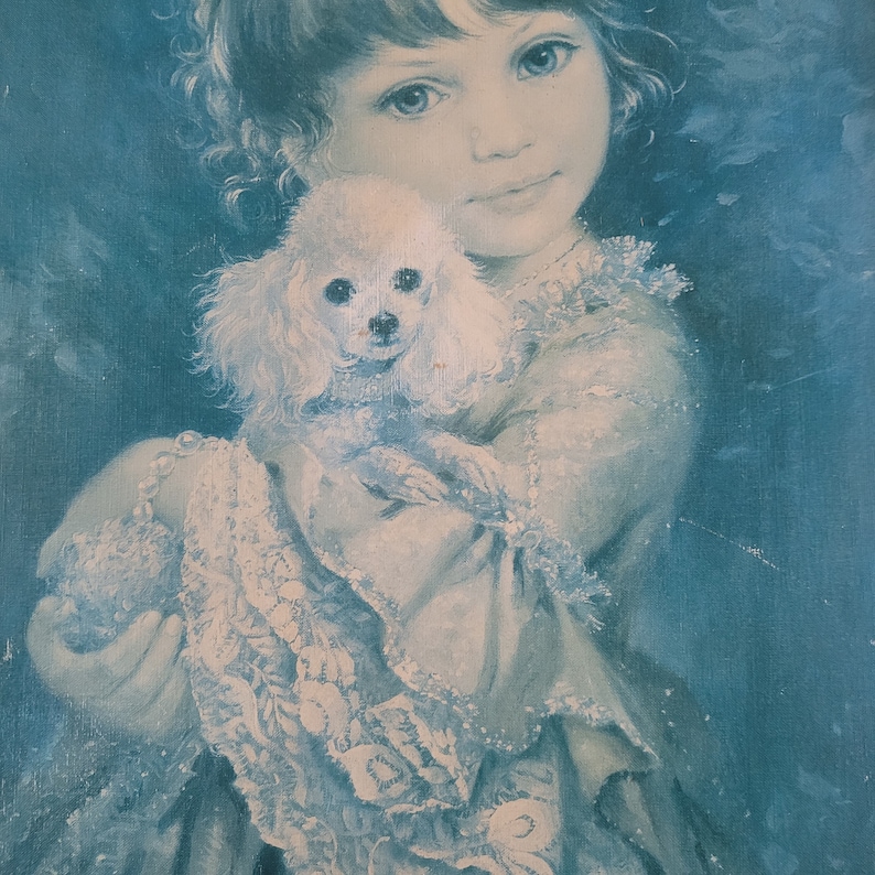 Rare Brenda Burke Big Eyed Blue Girl With Puppy Cute Kitsch Vintage ...