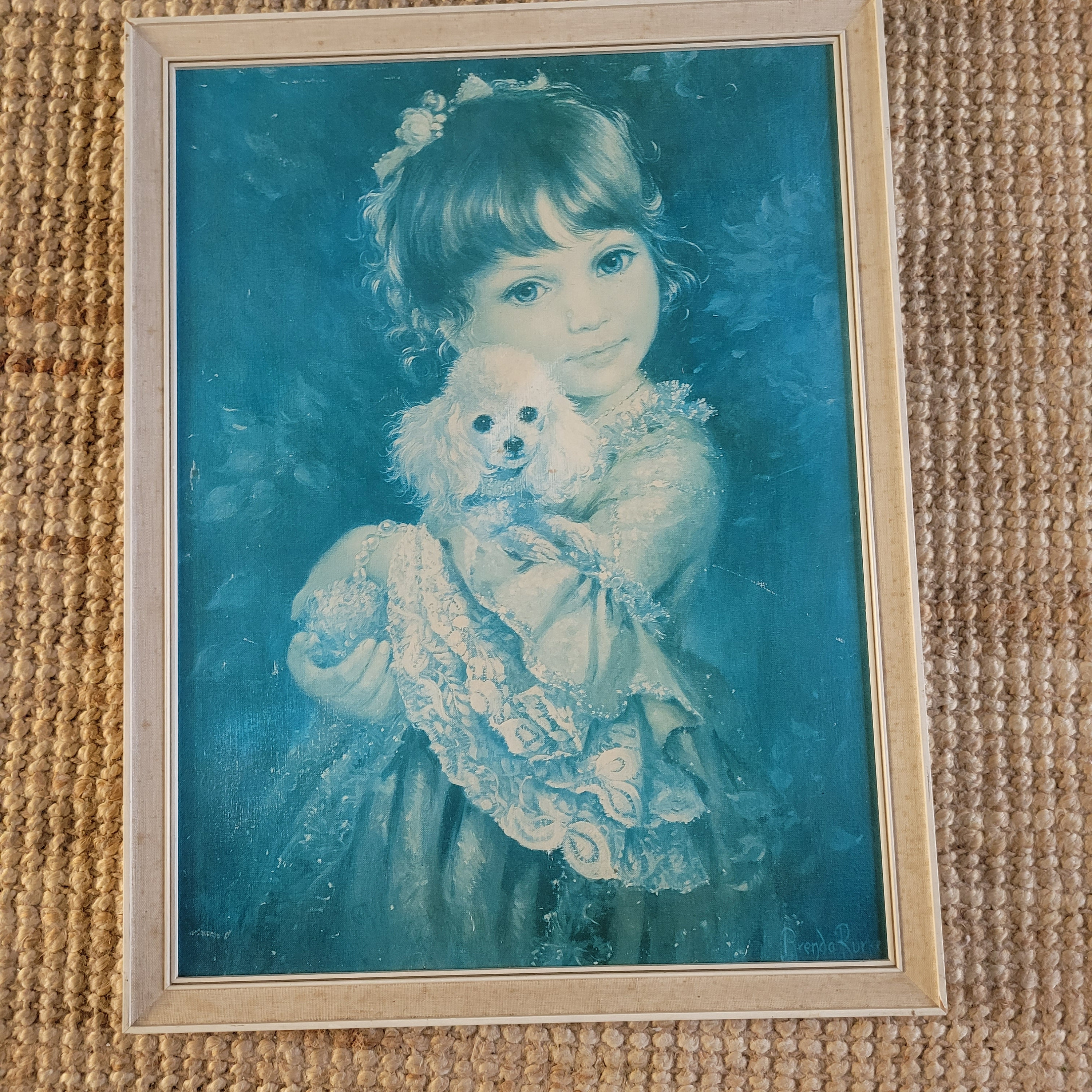Rare Brenda Burke Big Eyed Blue Girl With Puppy Cute Kitsch Vintage ...