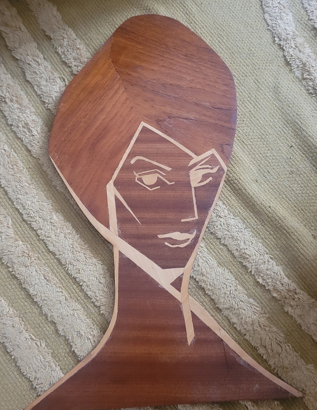 Teak Wooden Lady Cut Out MCM Mid Century Vintage Retro Print 60s 70s ...