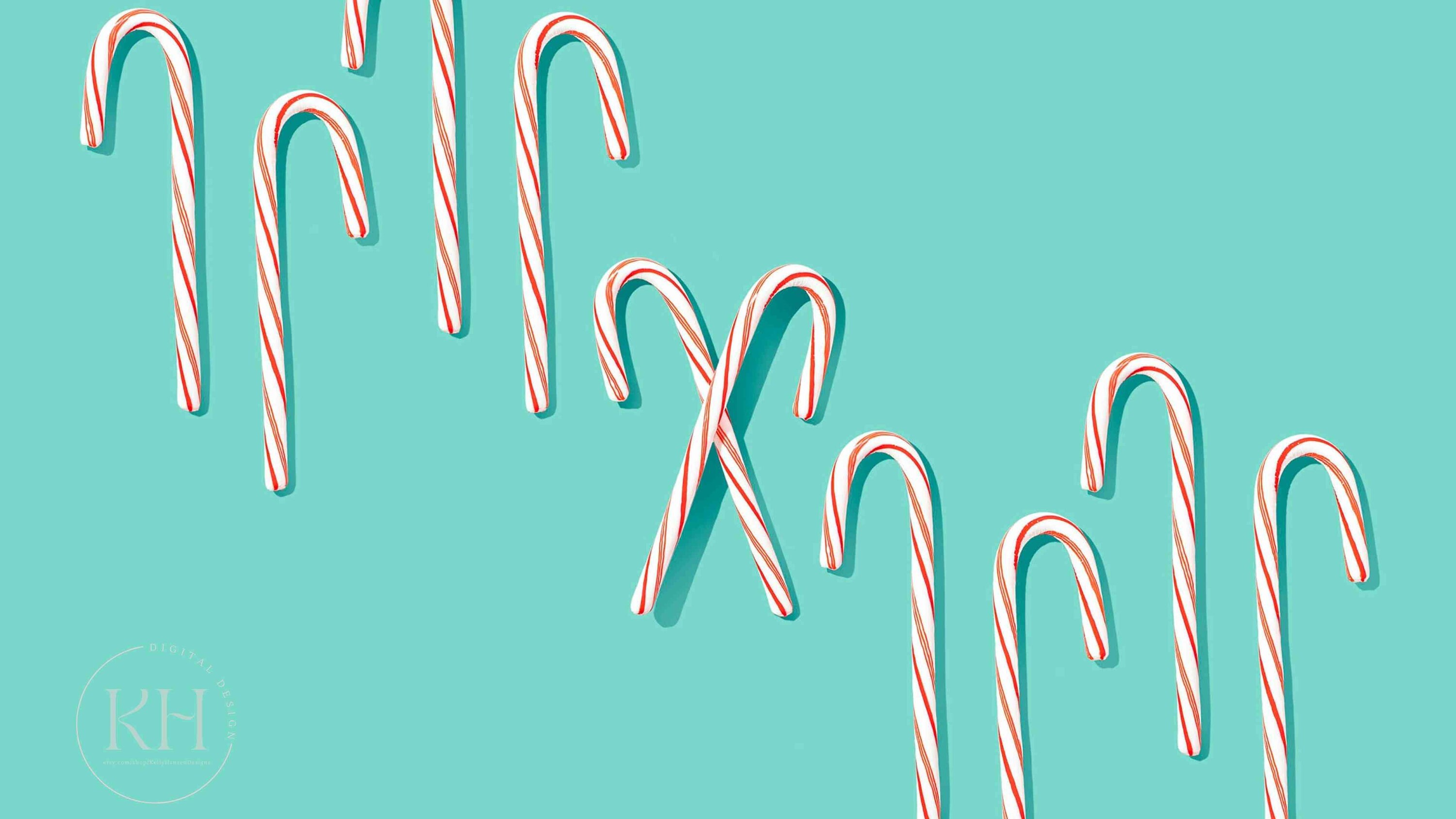 Samsung Frame TV Art Bright, Colorful, Real Candy Canes in Winter Blue ...