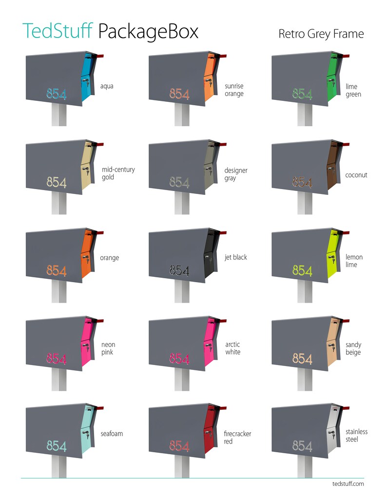Retro Package Box in Gray Locking Mailbox: Mid-century Modern Package ...