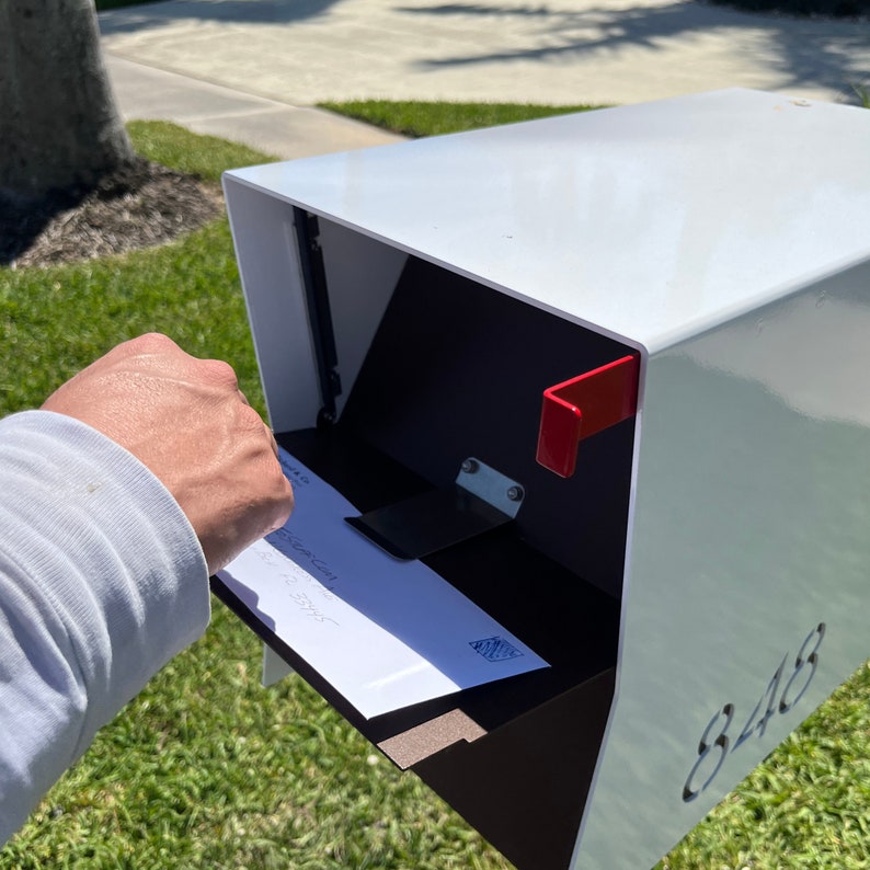 Retro Package Box in Gray Locking Mailbox: Mid-century Modern Package ...