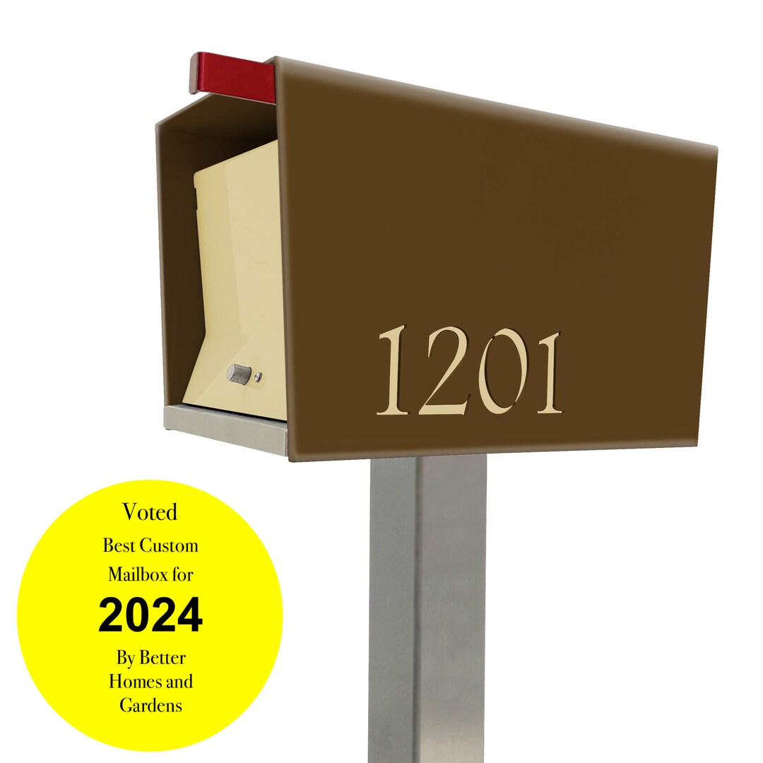 Coco Nut Brown Mailbox: Midcentury Modern Locking Post Mount - Etsy