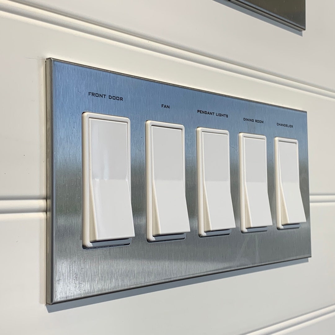 Custom Labeled Metal 5-gang Rocker Switch Plate: Modern Design - Etsy