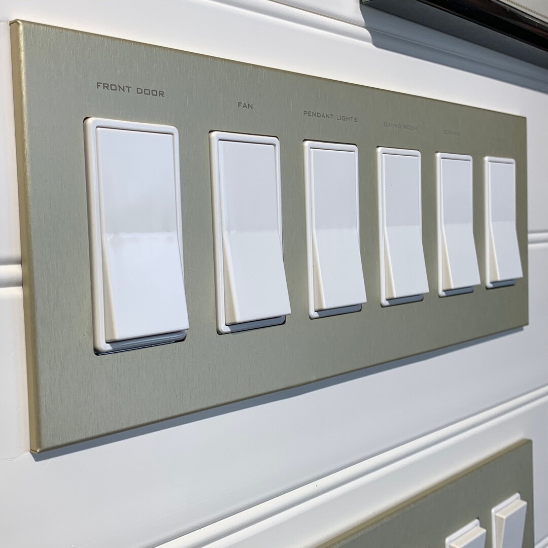 8 Gang: Custom Labeled Metal Switch Plate Cover for Rocker Switches ...
