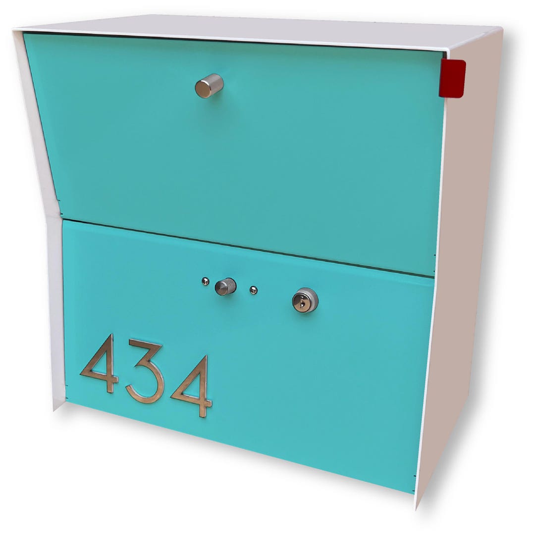 Midcentury Modern Locking Mailbox: Wall Mounted Package Box - Etsy