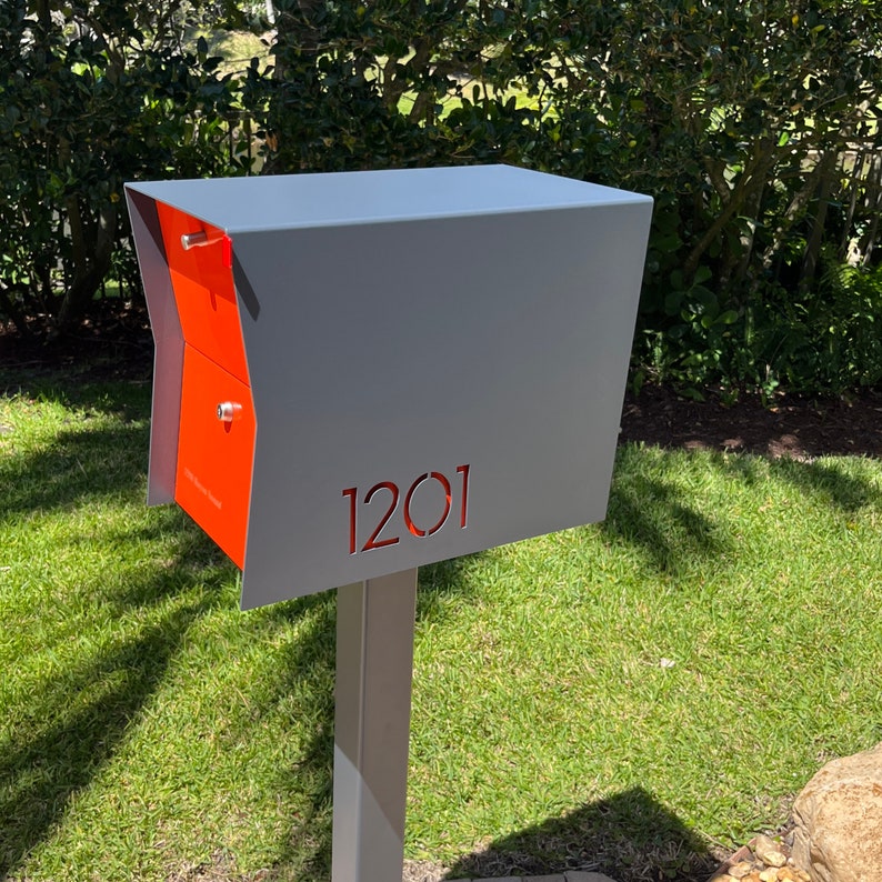 Retro Package Box in Gray Locking Mailbox: Mid-century Modern Package ...