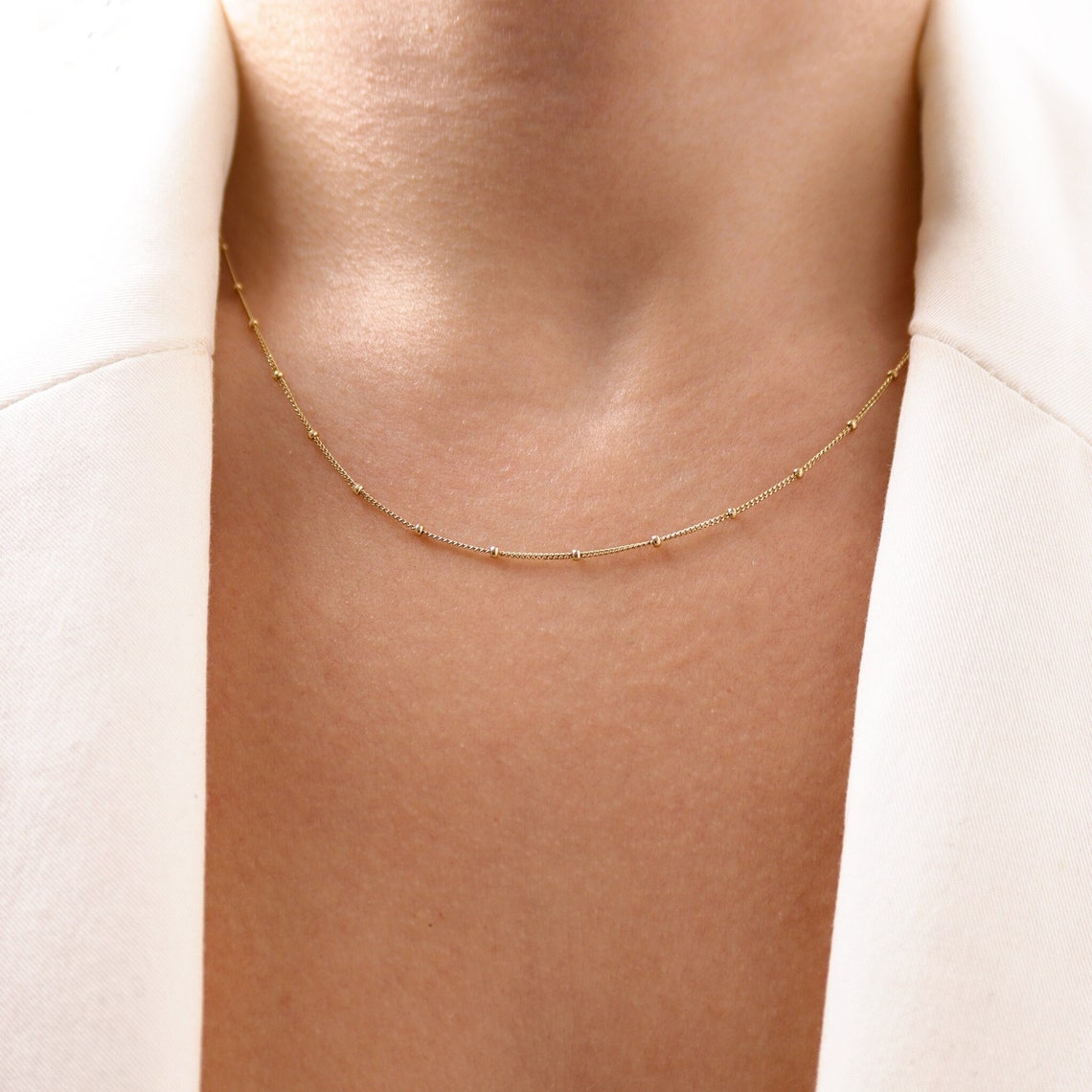 Solid 9ct Gold Satellite Chain Solid 9ct Gold Beaded Chain - Etsy