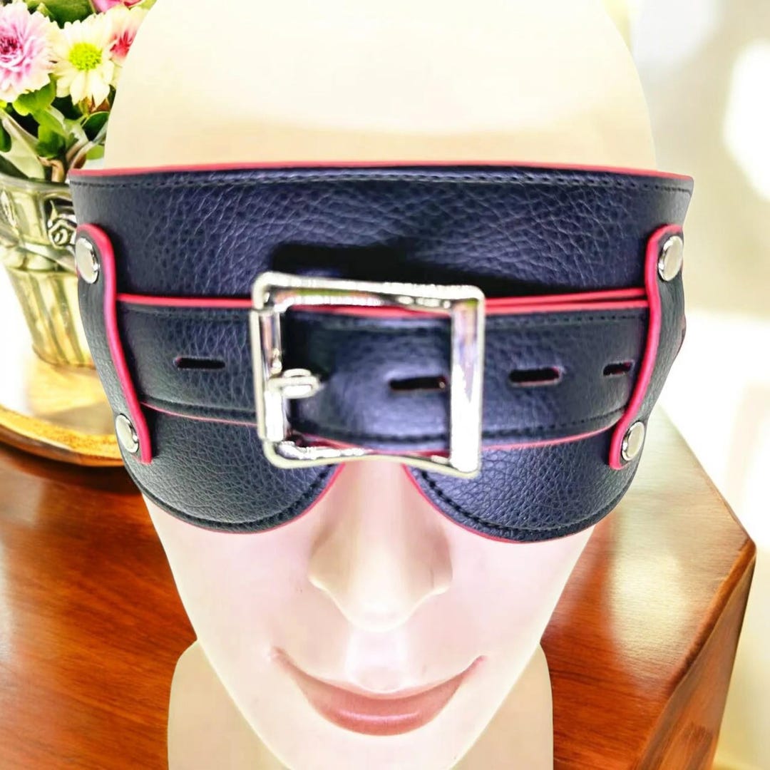 Black BDSM Blindfold Eye Mask Adjustable With Buckle Submissive Sex ...
