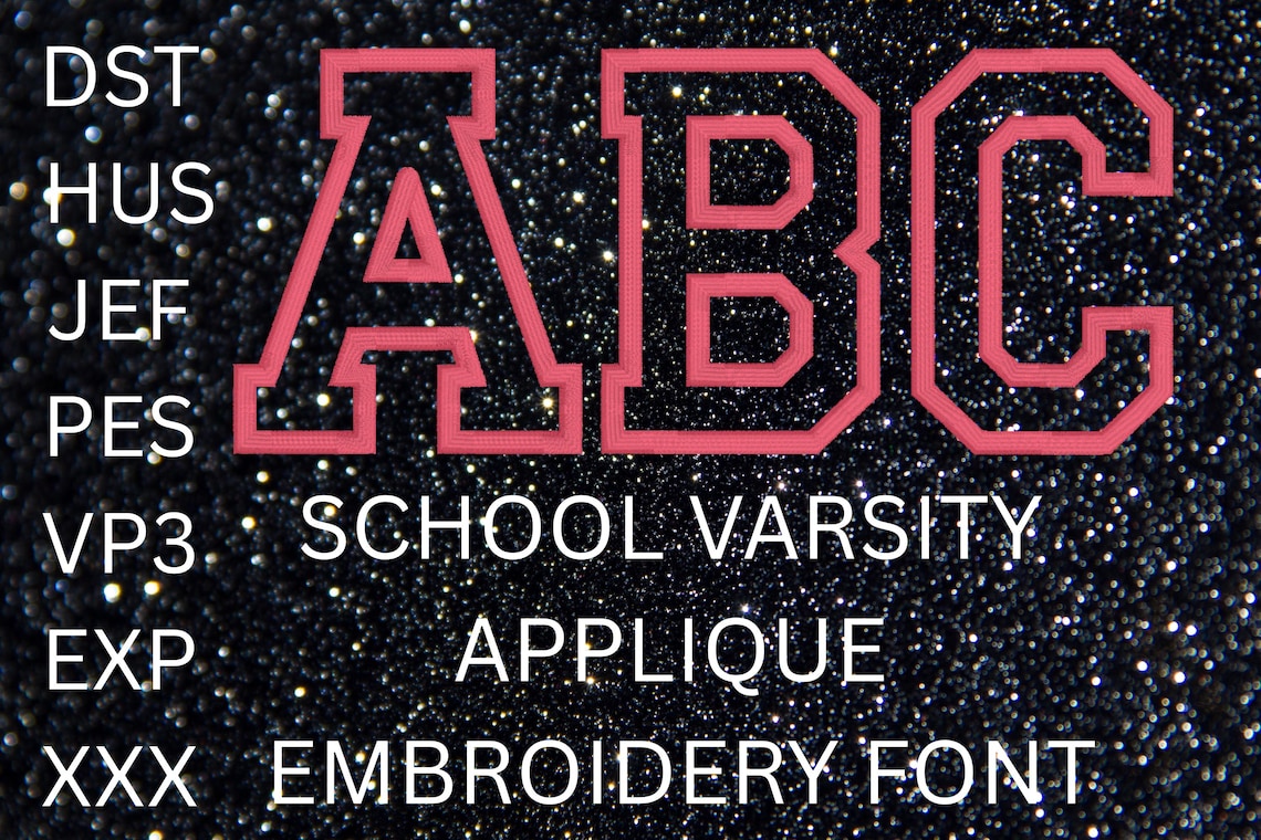School Varsity Applique Embroidery Font - Etsy