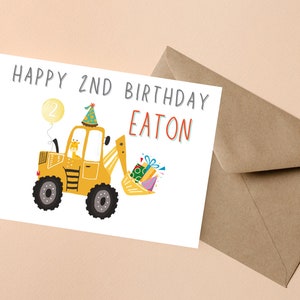 Digger Birthday Card for Son, Happy Birthday Construction Card, to A ...