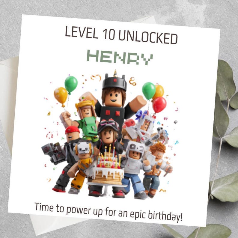 Personalized Roblox Birthday Cards, Roblox Birthday Card Kids, Roblox ...