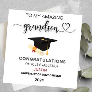 Personalised Grandson Graduation Card With Cap and Scroll, University ...