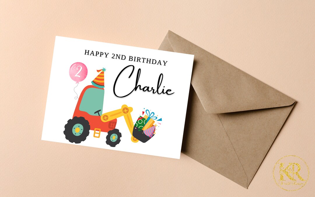 Digger Birthday Card for Son, Happy Birthday Construction Card, to A ...