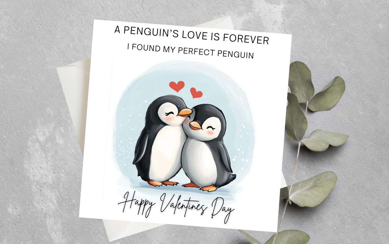 Valentine's Day Card With Penguins,sweet Penguin Love Card,penguin ...