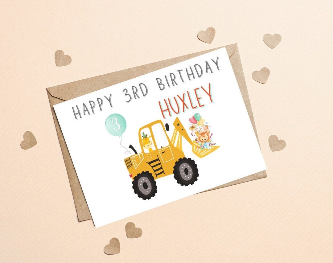 Digger Birthday Card for Son, Happy Birthday Construction Card, to A ...