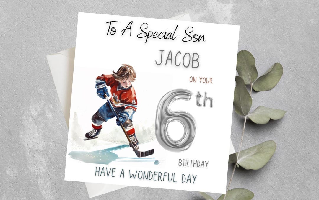 Personalised Hockey Birthday Card For Grandson Son Nephew Cousin