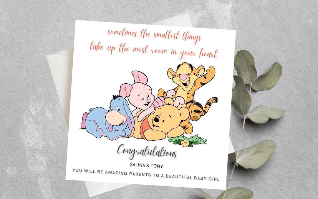 Personalised Winnie the Pooh Baby Shower Card, Sentimental Winnie the Pooh Card, Welcoming A New ...