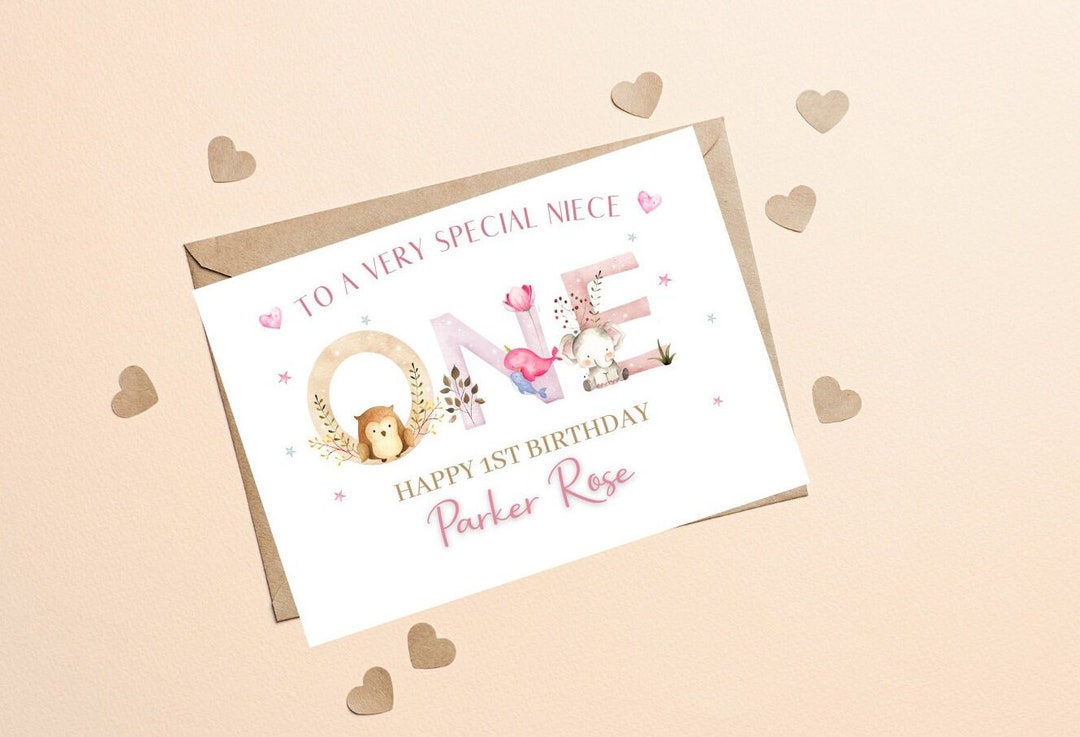 Woodland First Birthday Card, to A Special Niece Birthday, Happy 1st ...