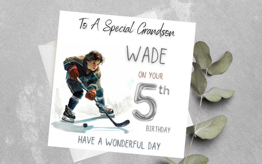 Personalised Hockey Birthday Card For Grandson Son Nephew Cousin