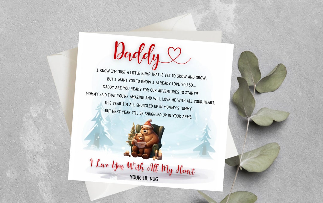 Daddy to Be Christmas Card, New Dad Christmas Card, From the Bump ...