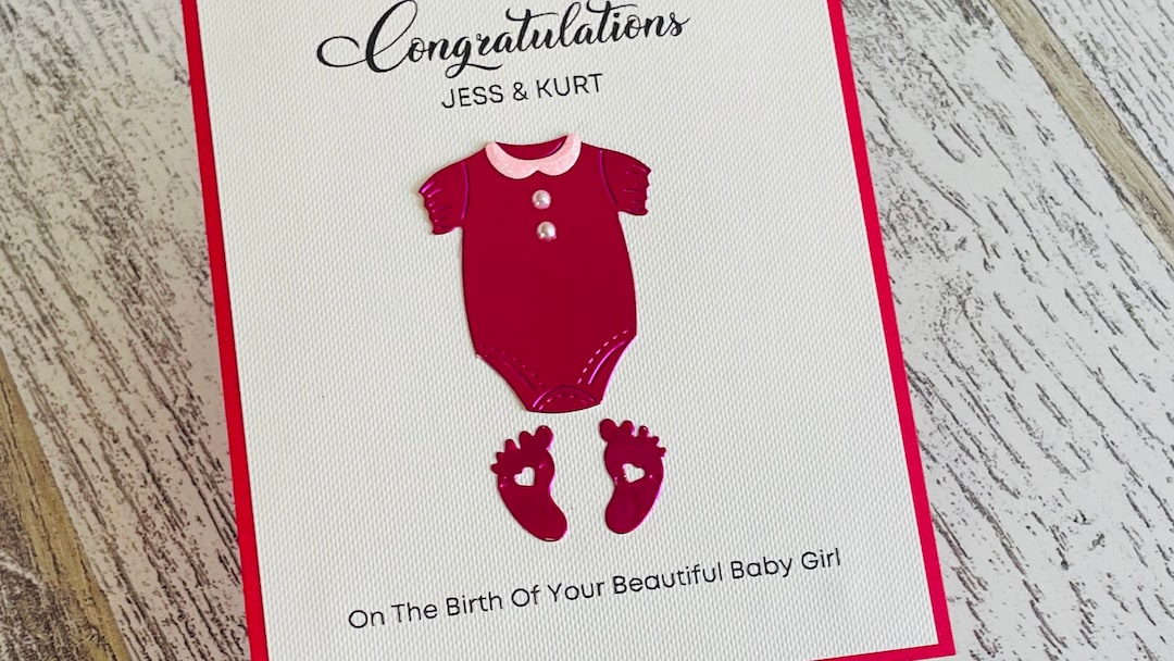 New Baby Girl Congratulation Card, New Baby Girl Personalize Card ...