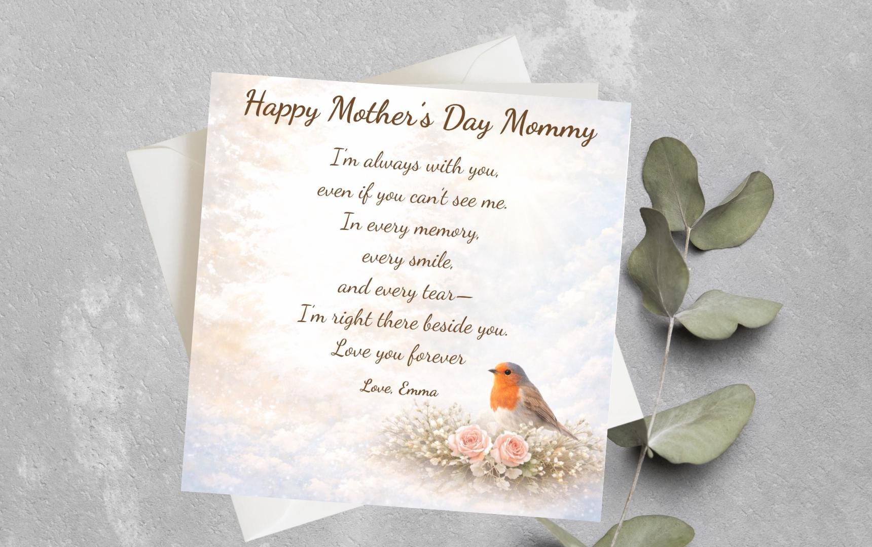 Memorial Mother's Day Card, Mom Memorial Card, From Heaven Card, Loss ...