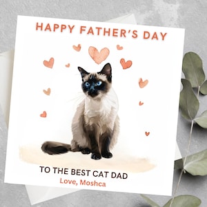 Personalised Cat Father's Day Card, Cat Father's Day Gift, Cat Dad, Cat ...