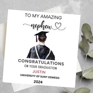 Personalised Nephew Graduation Card With Cap and Scroll, University ...