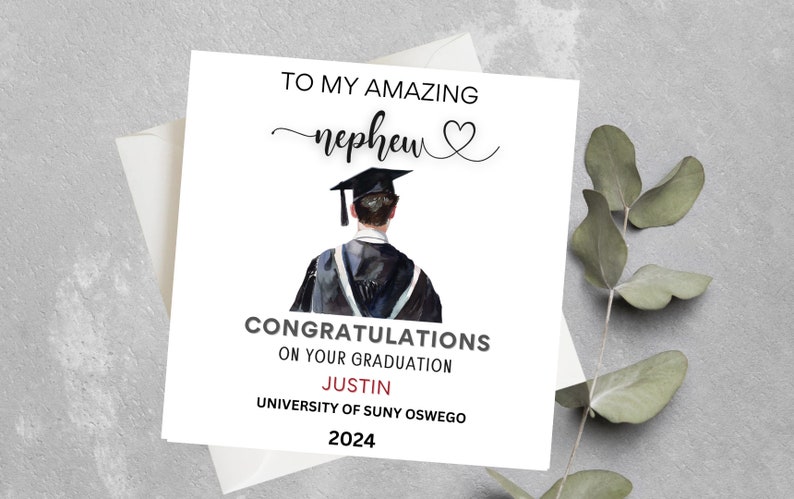 Personalised Nephew Graduation Card With Cap and Scroll, University ...