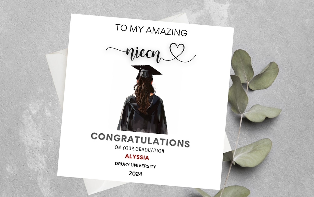 Personalised Niece Graduation Card With Cap, University Graduation Card ...