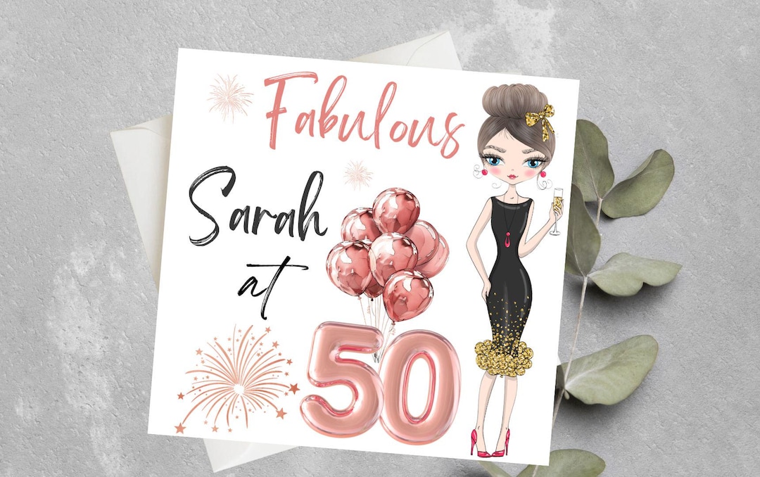 Personalised Birthday Card for A Queen 50th, A Glamour Lady 50th ...