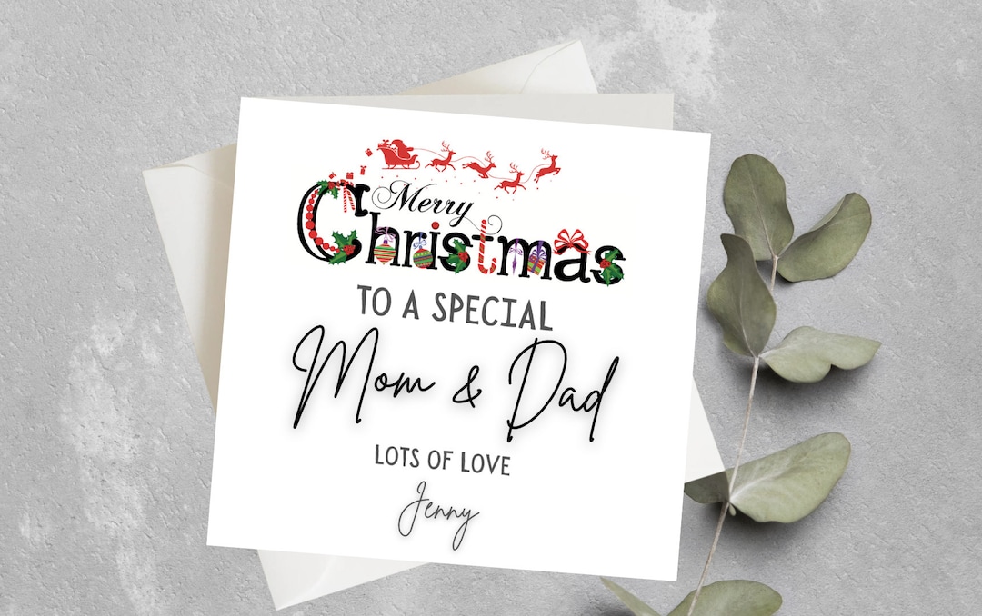 Personalised Christmas Card for Mom and Dad, Parents Christmas Card, to ...