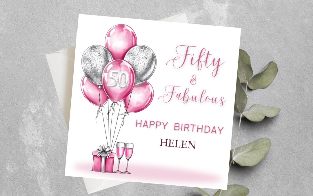 Personalised 50th Birthday Card for Girlfriend, Friend 50th Birthday ...