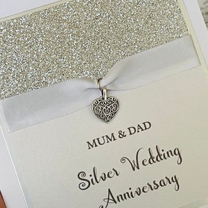Silver Wedding Anniversary Card, Personalised Handmade Silver Wedding ...
