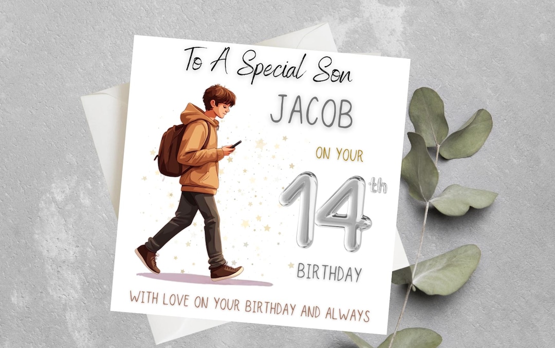 Personalised 14th Birthday Card for Grandson, Son, Godson, 14th ...