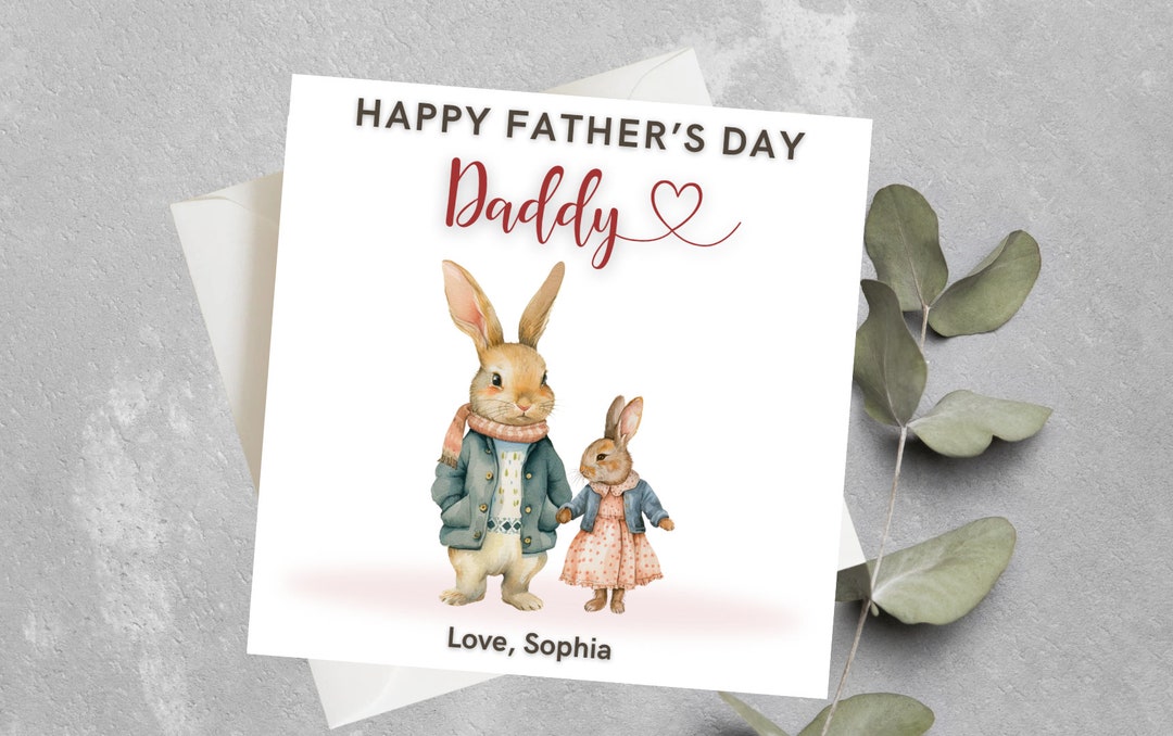 Personalised Father's Day Card, Rabbit Father's Day Card, Happy 1st ...