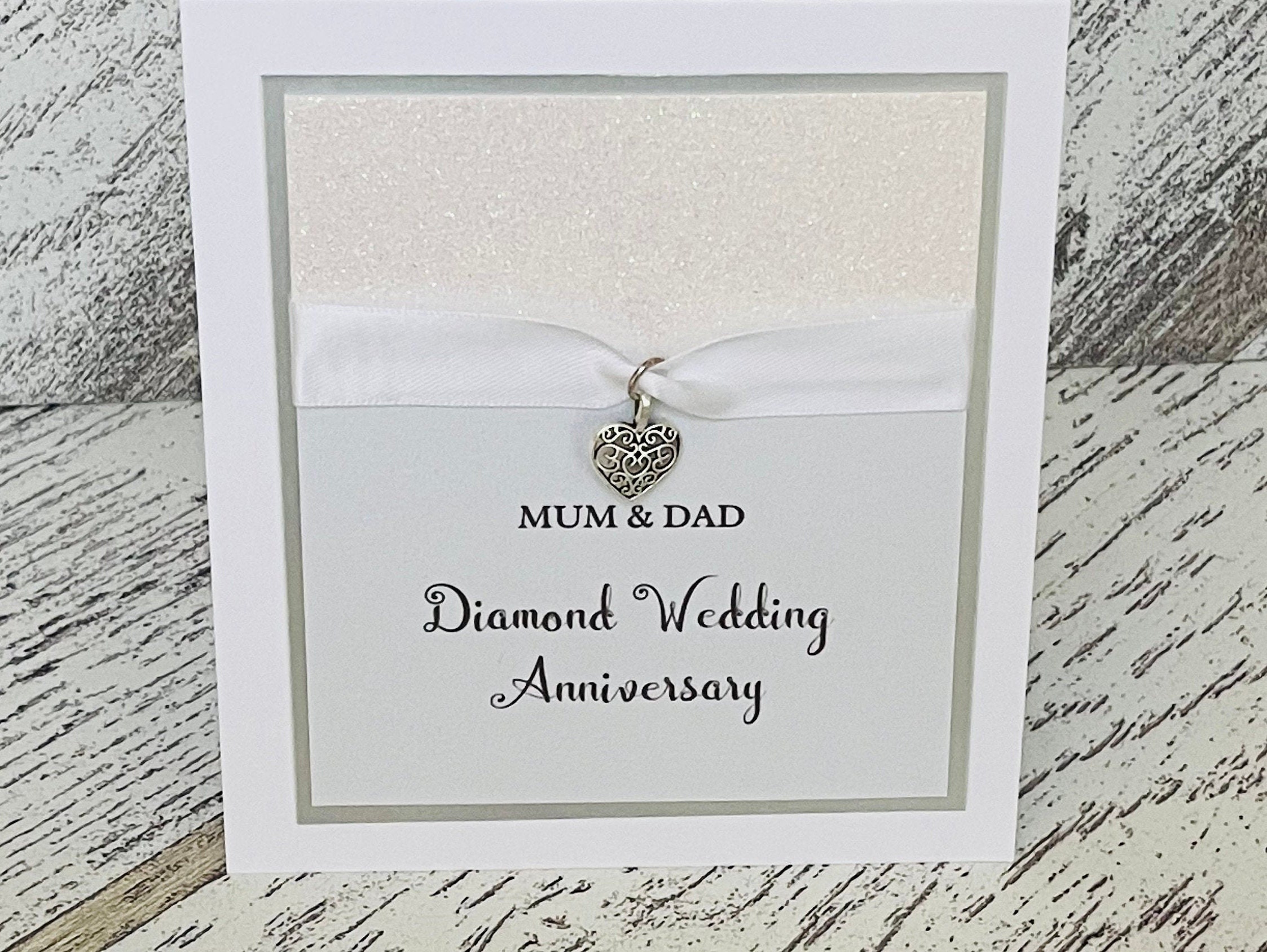 Diamond Wedding Anniversary Card, Personalized Handmade Diamond Wedding ...
