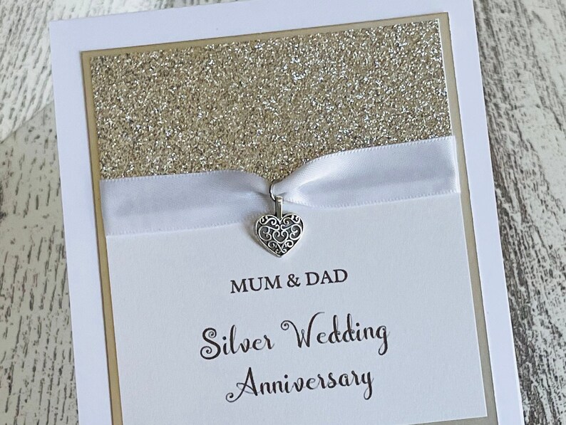 Silver Wedding Anniversary Card Personalised Handmade Silver | Etsy