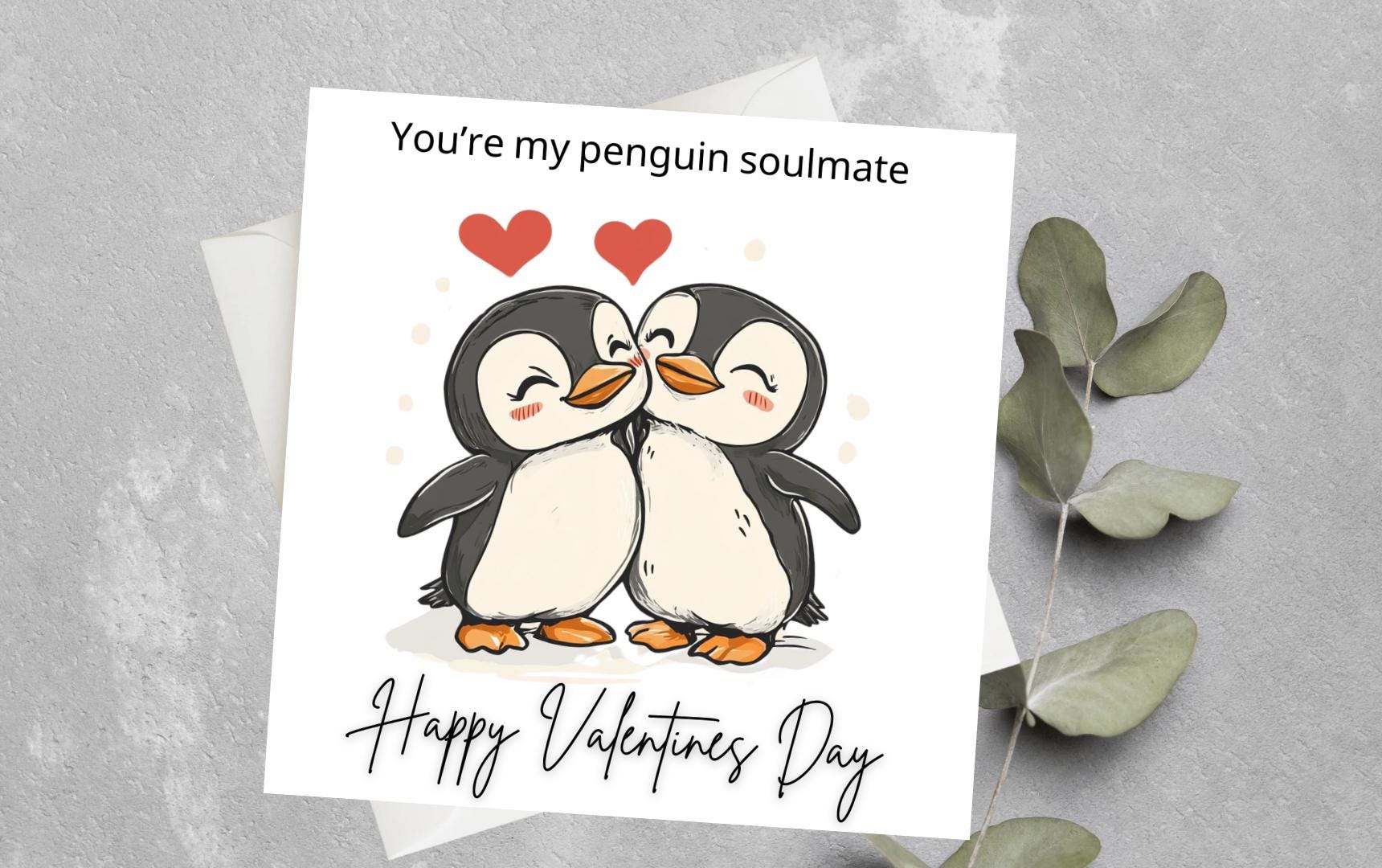 Valentine's Day Card With Penguins,sweet Penguin Love Card,penguin ...