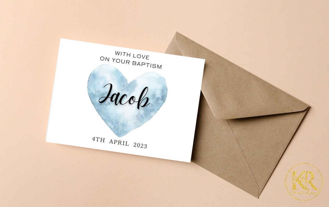 Cute Baptism Card for Son, Personalised Baptism Card, Baptism Card for ...