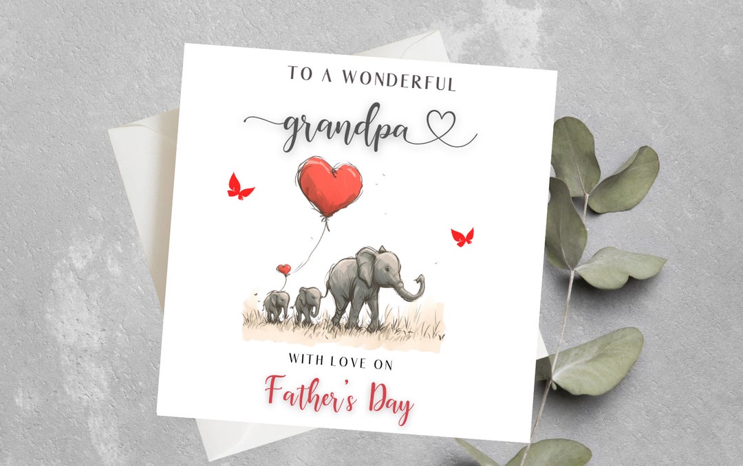 Personalised Grandpa Father's Day Card, Elephant Grandpa Father's Day ...
